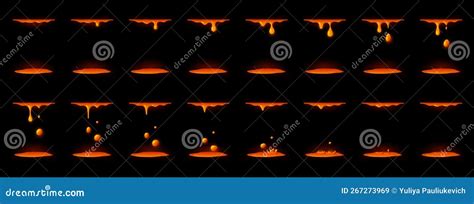 Falling Liquid Lava Drops Animation Sprite Sheet Stock Illustration