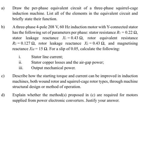 Solved Draw The Per Phase Equivalent Circuit Of A Chegg