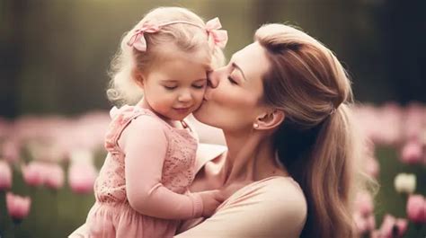 Mother Kissing Her Son In A Field Background Mother Day Pictures