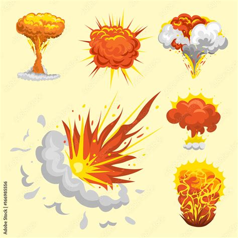 Cartoon Explosion Boom Effect Animation Game Sprite Sheet Explode Burst Blast Fire Comic Flame