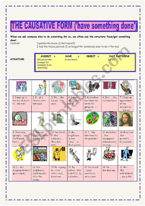 The Causative Form ´have Something Done´ Esl Worksheet By Crisholm