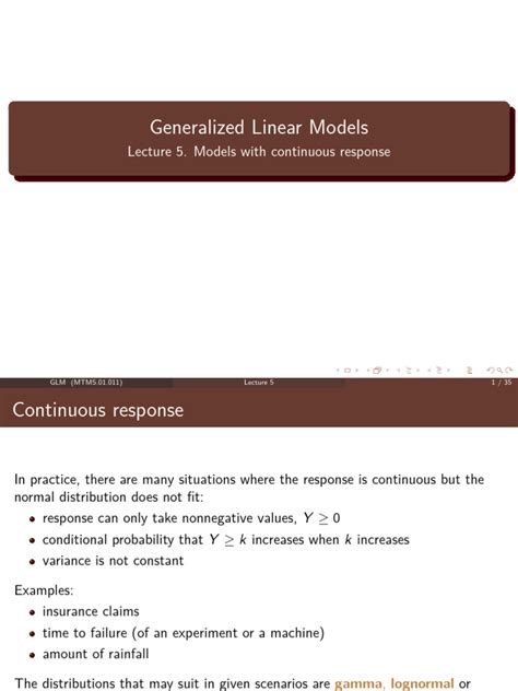 Glm Slides 5 Continuous Response Pdf Coefficient Of Variation