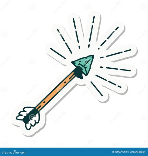Sticker Of Tattoo Style Old Flint Tip Arrow Stock Vector Illustration Of Icon Weapon 180579593