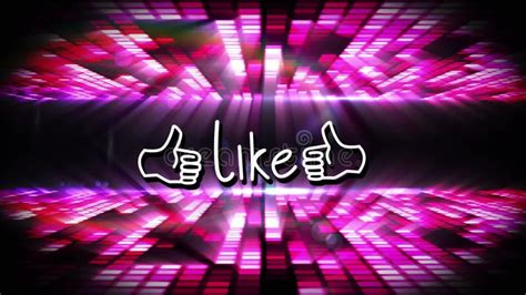 Animation Of Like Text With Icons Over Moving Columns On Black