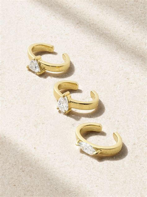 Anita Ko Set Of Three 18 Karat Gold Diamond Ear Cuffs Net A Porter