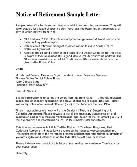 Printable Retirement Letter In Word And Pdf Premium P
