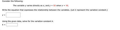 Solved Consider The Following The Variable Y Varies