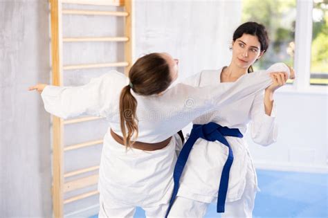 Karate Practitioners Showcase Their Techniques Stock Image Image Of