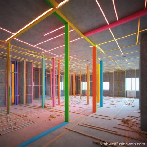 Glowing Interior Construction Site Prompts Stable Diffusion Online