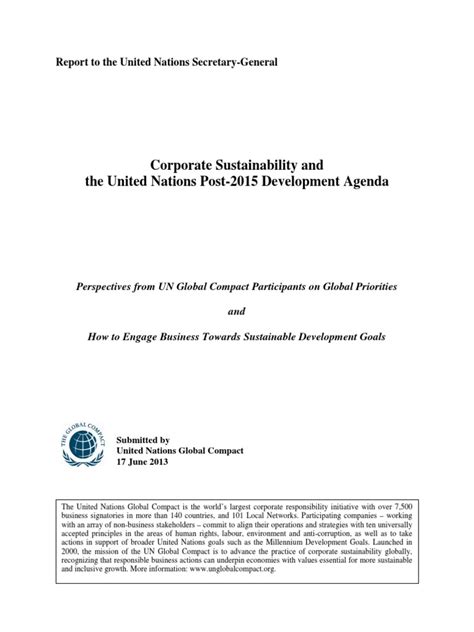 Ungc Post2015 Report Pdf Millennium Development Goals Sustainability