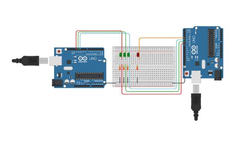 Circuit Design 2 Arduinos Tinkercad
