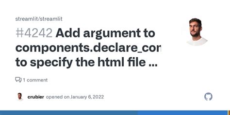 Add Argument To Componentsdeclarecomponent To Specify The Html File To Use Not Just Index
