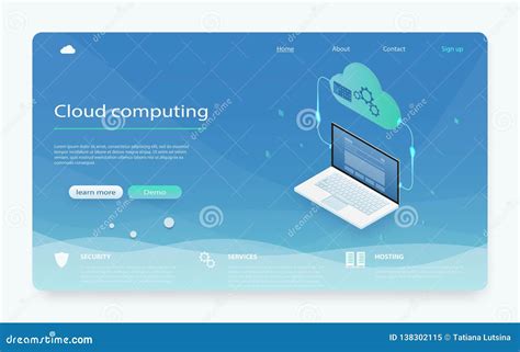 Isometric Modern Cloud Technology And Networking Concept Stock Vector Illustration Of