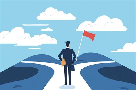 Businessman Standing Between Two Roads Premium Ai Generated Vector