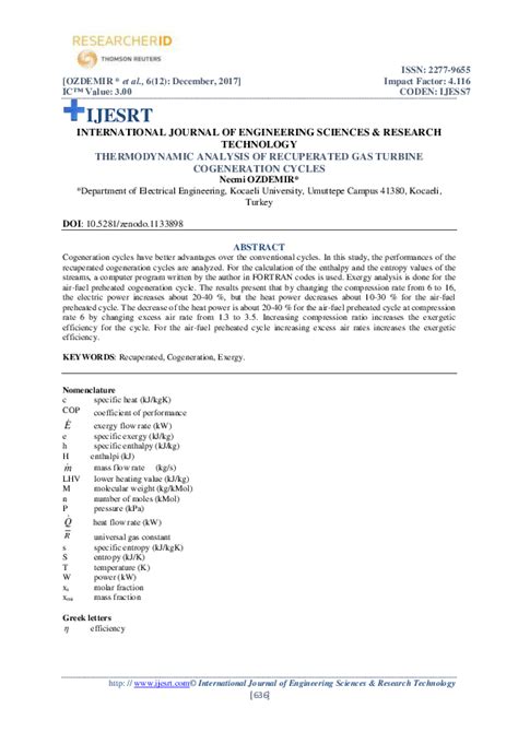 Pdf Thermodynamic Analysis Of Recuperated Gas Turbine Cogeneration Cycles