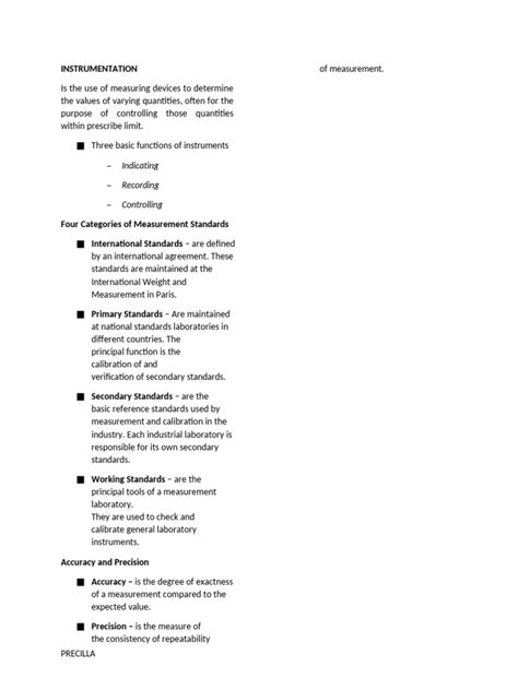 Instrumentation Reviewer Pdf Observational Error Electrical Engineering