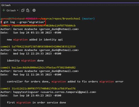 cómo hallar un commit en particular en todo el log de git