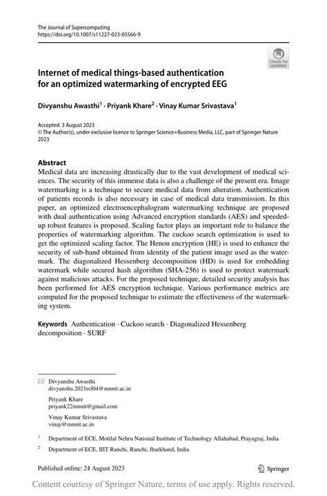 Internet Of Medical Things Based Authentication For An Optimized