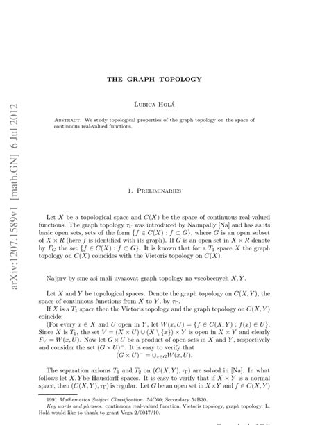 Pdf The Graph Topology