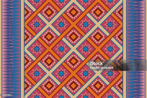 벽지 배경 직물 커튼 카펫 의류 및 포장을위한 다채로운 기하학적 민족 이음새가 없는 패턴 디자인 기에 대한 스톡 벡터 아트 및 기타 이미지 Istock