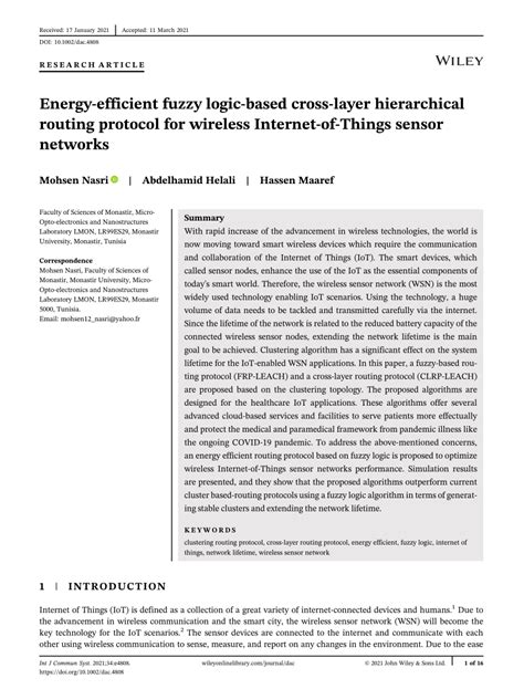 Energy‐efficient Fuzzy Logic‐based Cross‐layer Hierarchical Routing Protocol For Wireless