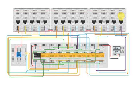 circuit design decodificador binario decimal tinkercad