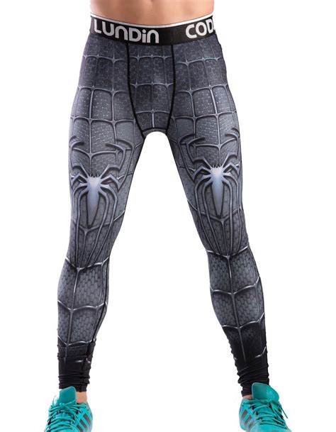 Red Plume Mens Compression Elastic Tight Leggings Sport Spider