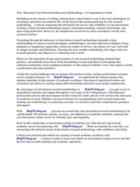 Sample Dissertation Research Methodology Pdf Methodology Thesis