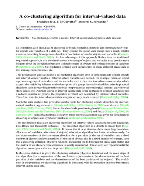 Co Clustering Algorithm For Interval Valued Data