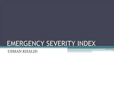 The Emergency Severity Index Pptx