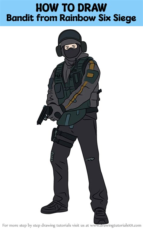 How To Draw Bandit From Rainbow Six Siege Rainbow Six Siege Step By Step DrawingTutorials Com