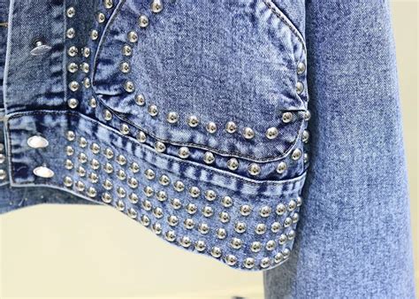 Женская джинсовая куртка Новая черная джинсовая куртка женское джинсовое пальто с заклепками в