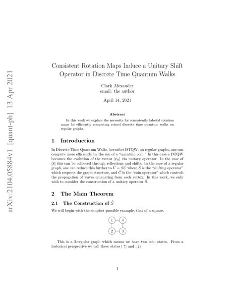 Pdf Consistent Rotation Maps Induce A Unitary Shift Operator In Discrete Time Quantum Walks