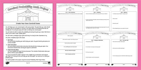 Sixth Grade Carnival Probability Math Project Teacher Made