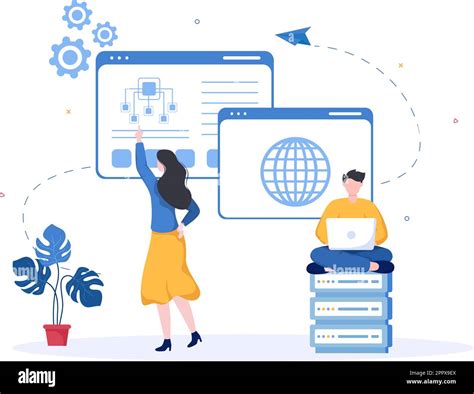 Isp Or Internet Service Provider Cartoon Illustration With Keywords And