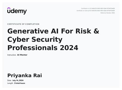 Priyanka Rai On Linkedin Udemy Generativeai Cybersecurity Learning