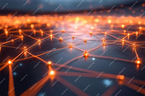 Abstract Data Network Pattern With Nodes Connections And Illuminated Trails Premium Ai