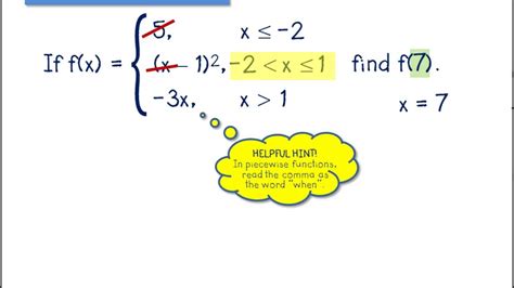 Evaluating Piecewise Functions Youtube