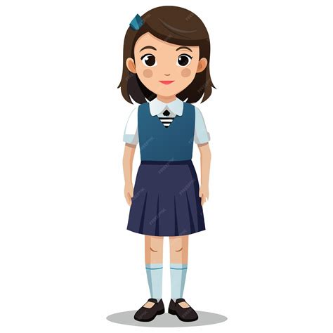 School Girl Full Body And Face Vector Illustration Premium Ai Generated Vector