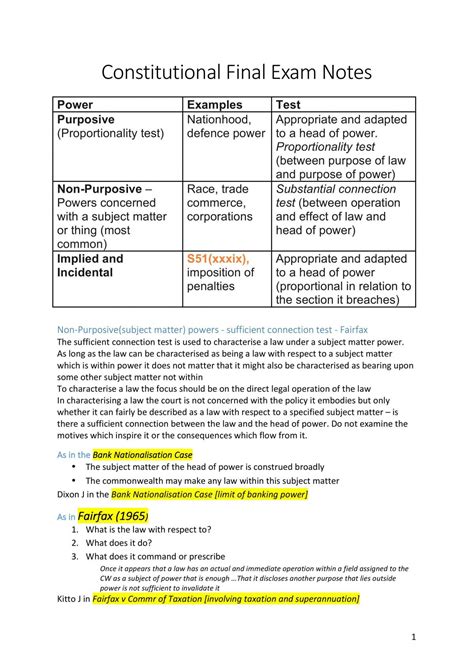 Constitutional Law Final Exam Notes 70616 Australian Constitutional