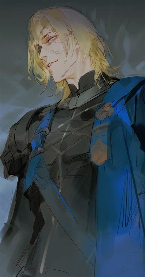 Safebooru 1boy Armor Belt Black Armor Blonde Hair Blue Belt Blue Cape