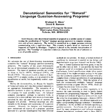 Denotational Semantics For Natural” Language Question Answering Programs Acl Anthology