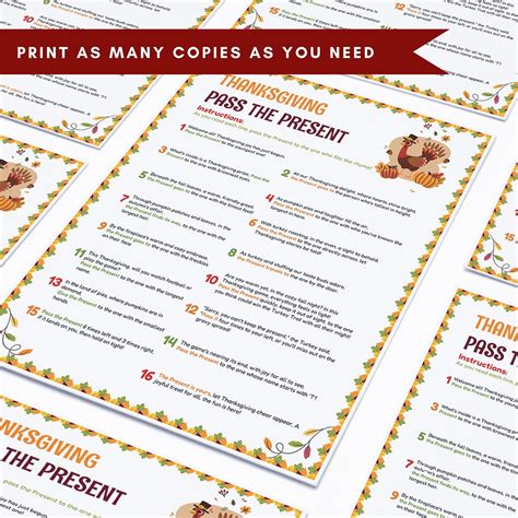 Fun Thanksgiving Pass The Present Game Thanksgiving Game Printable 2024