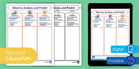 Observe Analyze And Predict Graphic Organizer