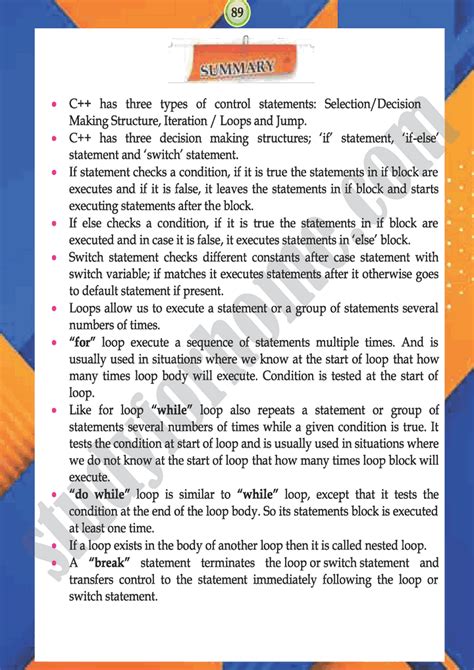 Control Structure Unit 4 Computer Science 10th Text Book