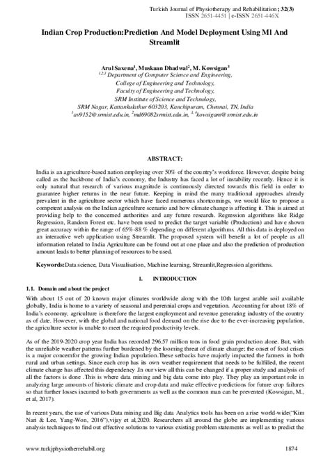 Pdf Indian Crop Production Prediction And Mo