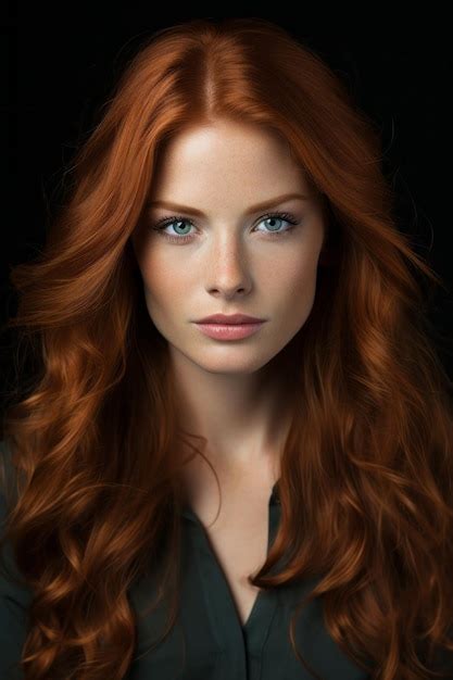 Premium Photo A Woman With Long Red Hair And Blue Eyes