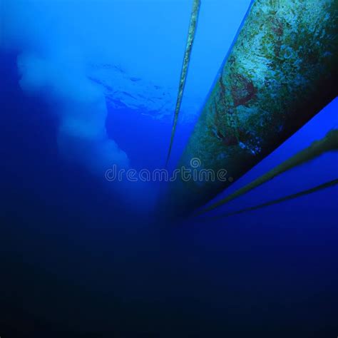 Nord Stream Gas Pipeline Underwater Imaginary Illustration Leaking Gas Stock Illustration