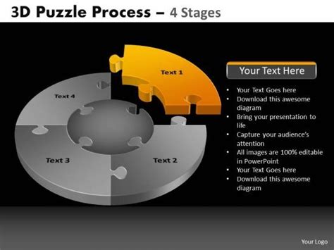 PowerPoint Process Graphic Pie Chart Puzzle Process Ppt Layout