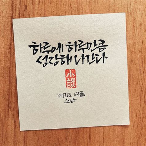하루에 하루만큼 성장해 나간다 소담캘리